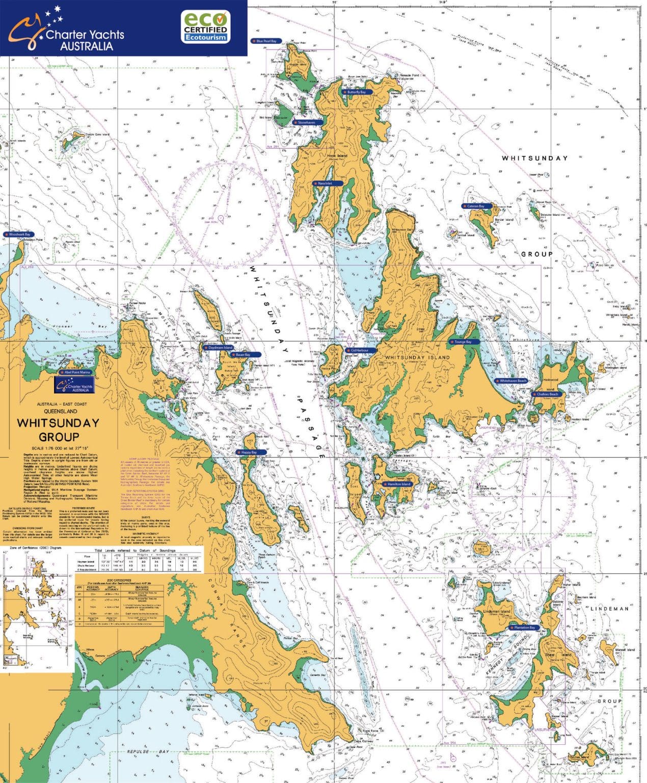 Whitsunday Map | Charter Yachts Australia